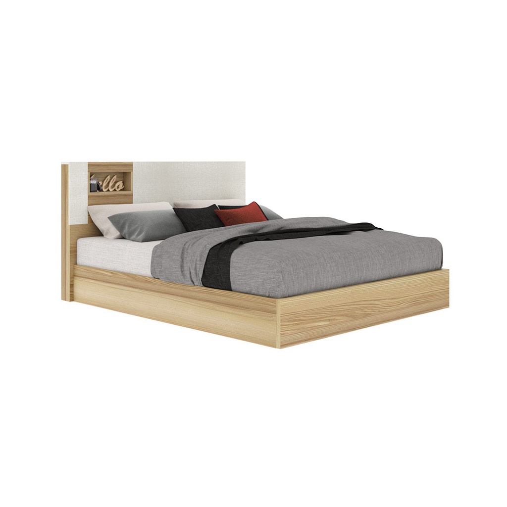 Nikko Bed 6ft - Lindberg Oak /White Linen | SB Furniture Nepal